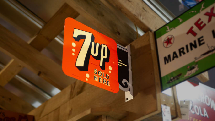 7-Up Double-Sided Tin Flange Sign at The Eddie Vannoy Collection 2020 ...