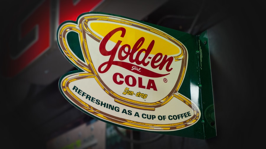 Golden Cola Sundrop Tin Flange Sign at The Eddie Vannoy Collection 2020 ...