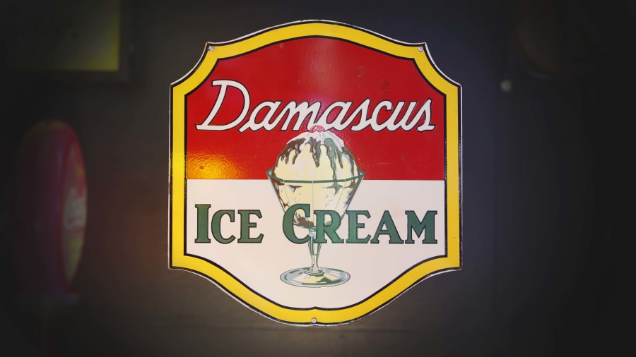 Damascus Ice Cream Porcelain Sign at The Eddie Vannoy Collection 2020 ...