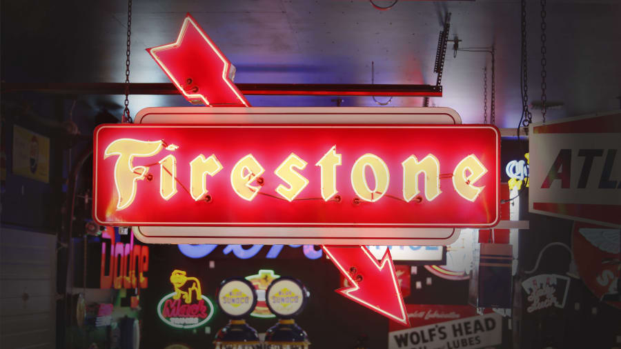 Firestone Double-Sided Porcelain Neon Sign 96x72x20 Inches for Sale at ...