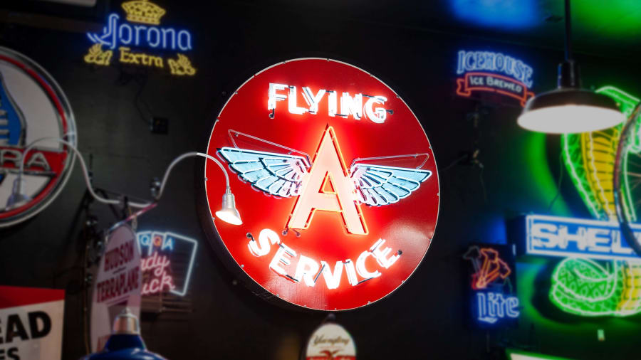 Flying A Service Porcelain Neon Sign at The Eddie Vannoy Collection ...