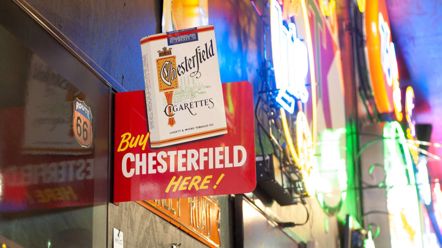 Chesterfield And L&m Tin Flange Sign for Sale at Auction - Mecum Auctions