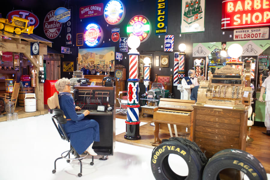Barber Pole Light-Up Rotating Display With Globe at The Eddie Vannoy ...