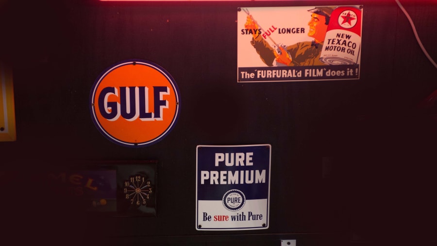 Texaco, Gulf And Pure Oil Tin Signs - Lot Of 3 at The Eddie Vannoy ...