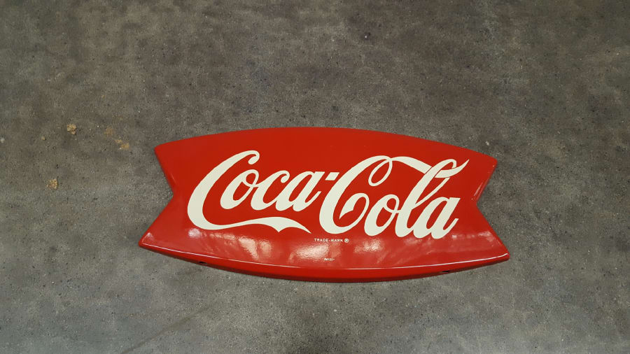 Coca Cola Fishtail Sign SST 16x8 at Harrisburg 2016 as H76 - Mecum Auctions