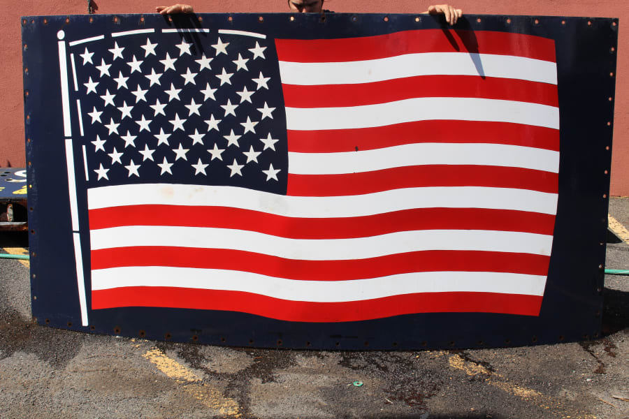 American Patriotic Flag Porcelain Sign SSP 108x48 at Harrisburg 2016 as ...