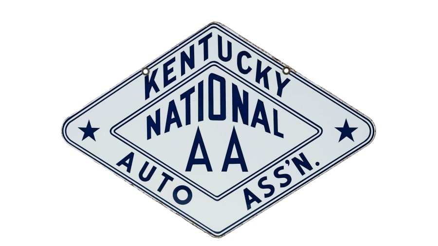 National AA Kentucky Auto Association Double-Sided Porcelain Sign at ...
