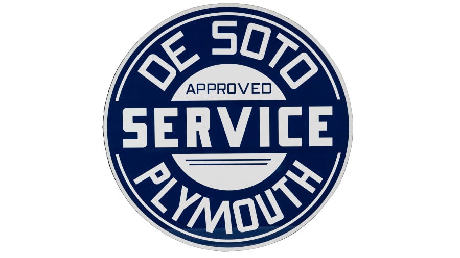 DeSoto Plymouth Approved Service Single-Sided Tin Sign at Harrisburg ...