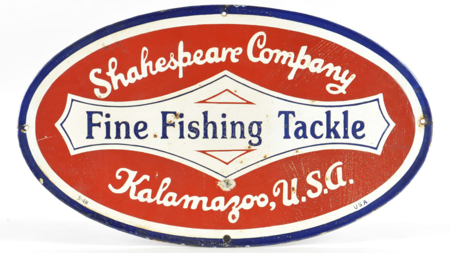 Shakespeare Company Fishing Tackle Sign SSP 24x14 for Sale at Auction ...