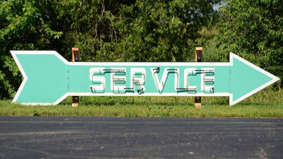 Service Arrow Neon Sign SSPN 146x30x9 at The Road Art Auction 2015 as ...