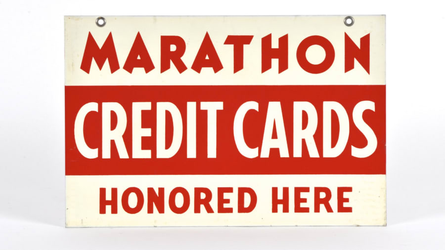 Marathon Credit Cards Sign DST 18x11.5 at The Road Art Auction 2015 as ...