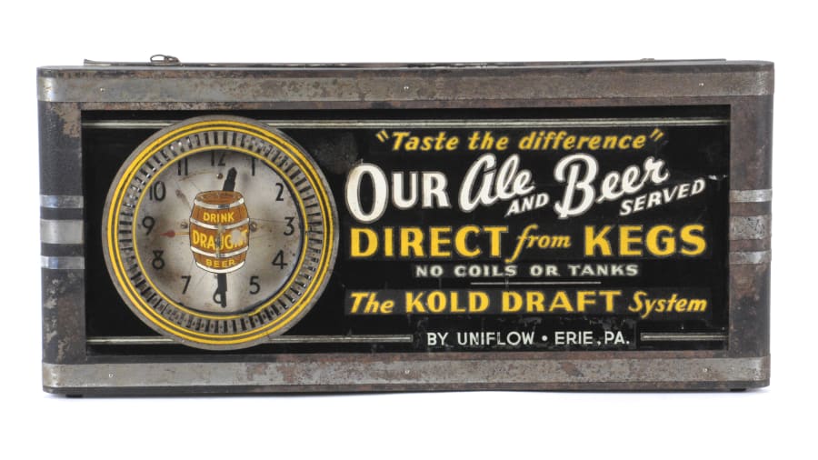 Draught Beer Neon Spinner Clock 29.5x13 at The Road Art Auction 2015 as ...