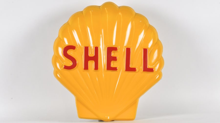 Shell Fiberglass Sign 28x30 at The Road Art Auction 2015 as F264 ...