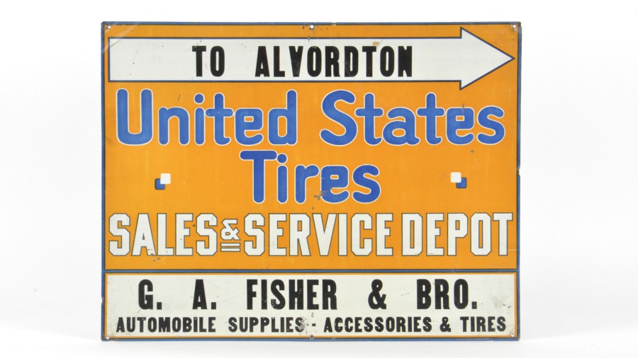 United States Tires Sign SST 23.25x17.75 at The Road Art Auction 2015 ...