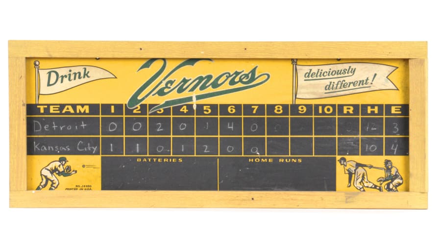 Vernors Baseball Scoreboard SS Poster Board 34x13.5 for Sale at Auction ...