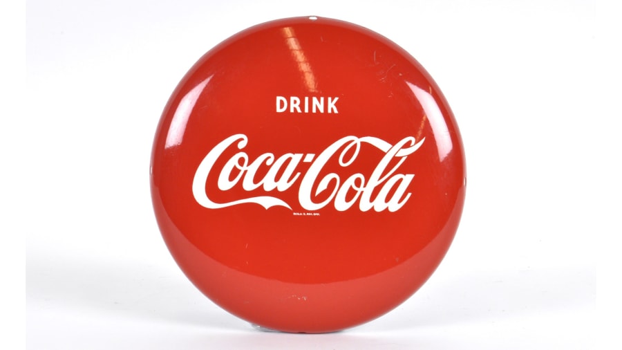 Coca Cola Button Sign 12x12 at The Road Art Auction 2015 as U160 ...