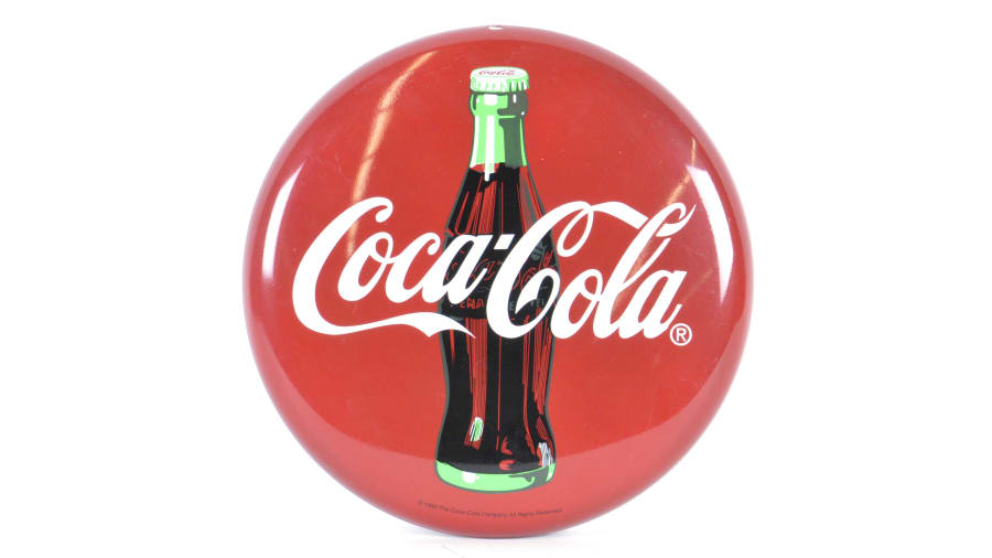 Coca Cola Bottle Button Sign 12x12 Reproduction for Sale at Auction ...