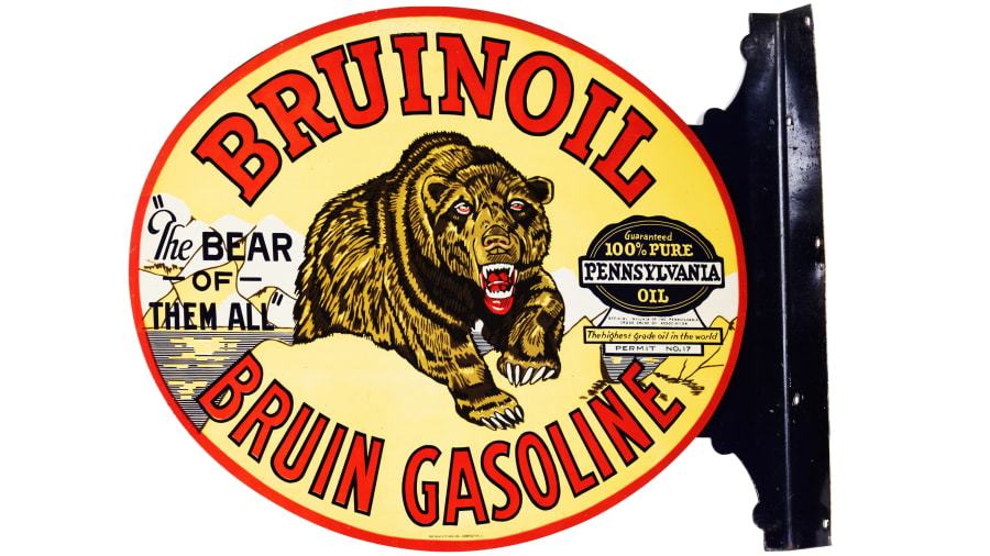 Bruinoil Bruin Gasoline Flange Sign DSPF 18x13.5 at The Road Art ...