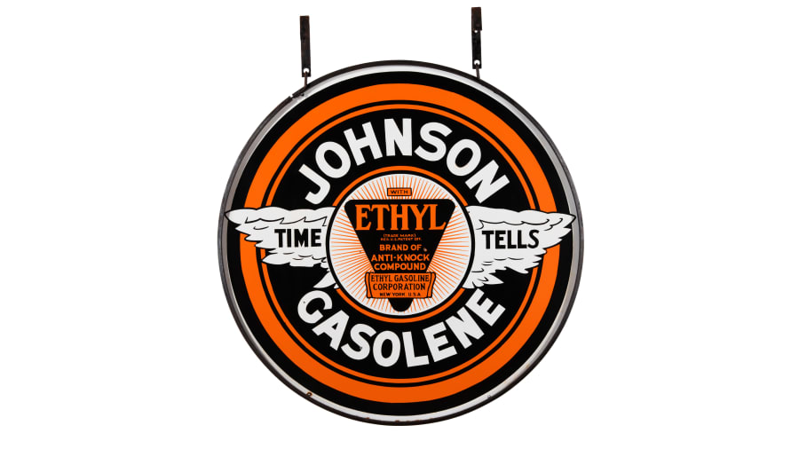 Johnson Time Tells Gasolene Motor Oil Sign DSP 48 Inches for Sale at ...