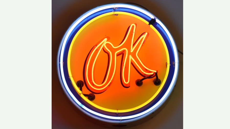 OK Neon Sign On 1 Foot Pole SSTN 24 Inches Round at Indy Road Art 2017 ...