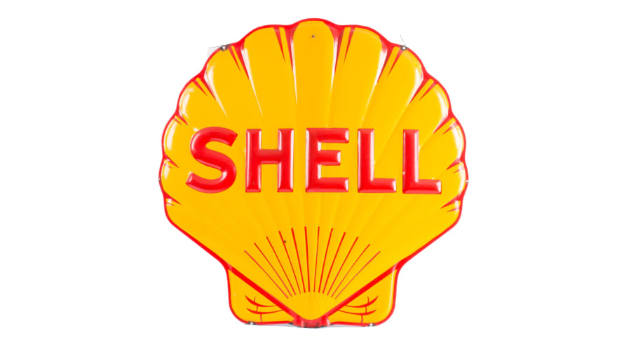 Original 1940s Shell Embossed Porcelain Die-Cut Clam Sign 48-in for ...