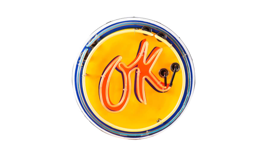 Original Chevrolet OK Button Porcelain Neon Sign 24-in for Sale at ...