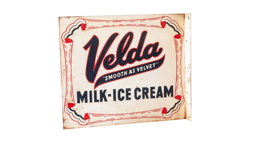 Velda Milk Ice-Cream Painted Tin Flange Sign for Sale at Auction ...