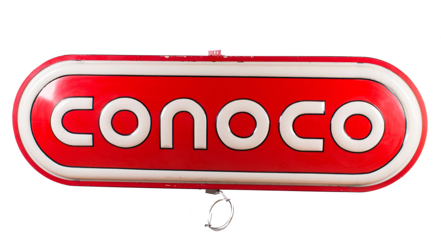 1960s Conoco Single-Sided Light-Up Service Station Sign 147x48x12 for ...