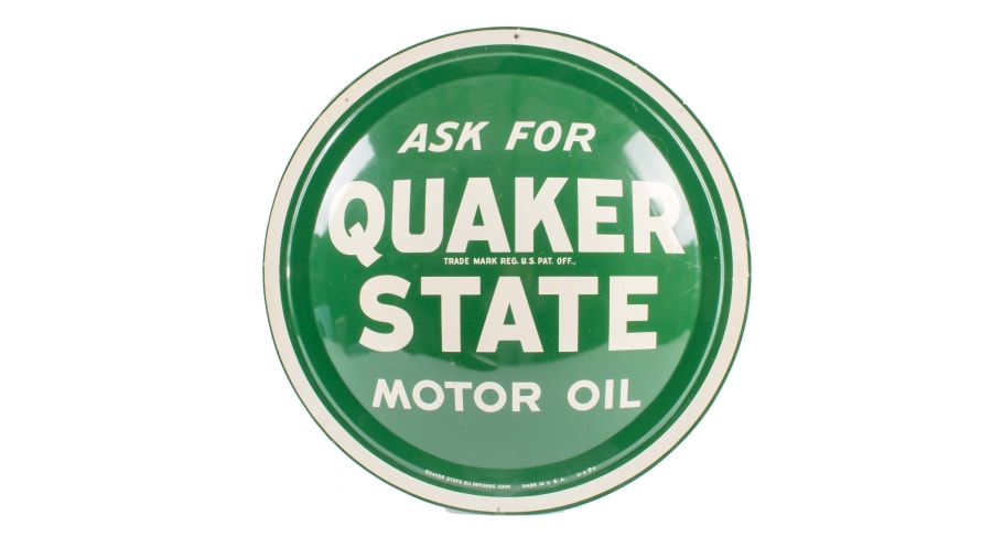 1950s-60s Quaker State Embossed Tin NOS 24-in at Harrisburg Road Art ...