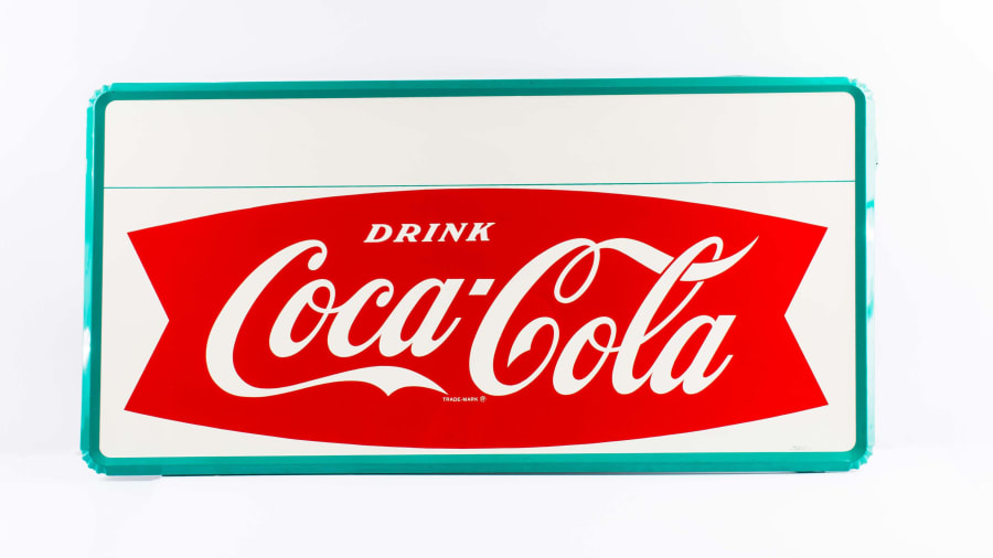 1960s Coca-Cola NOS Fishtail Sign With Bottlecap Ends 72x36 at ...