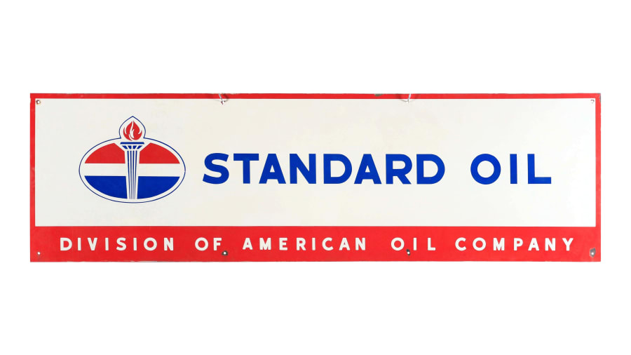 Original 1950s Standard Oil Bulk Dealer Single-Sided Porcelain 96x24 ...