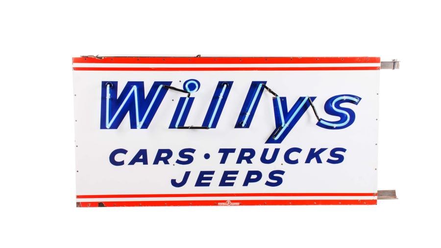 Original 1940s Willys Single-Sided Porcelain Neon Sign 78x36x12 at ...