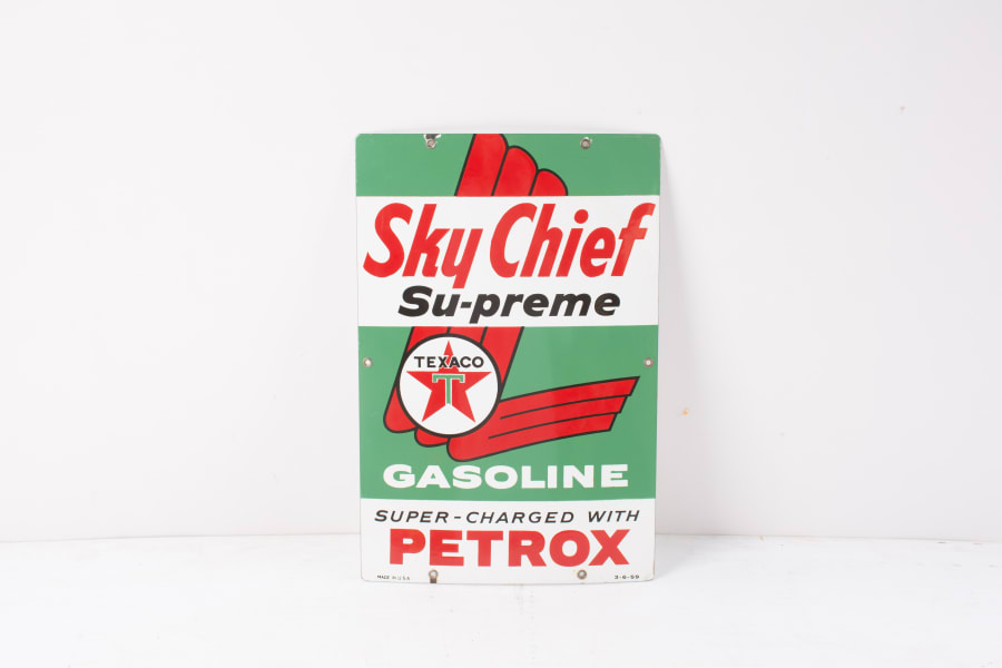 Original Texaco Skychief Supercharged With Petrox Pump Plate 12x18 at ...