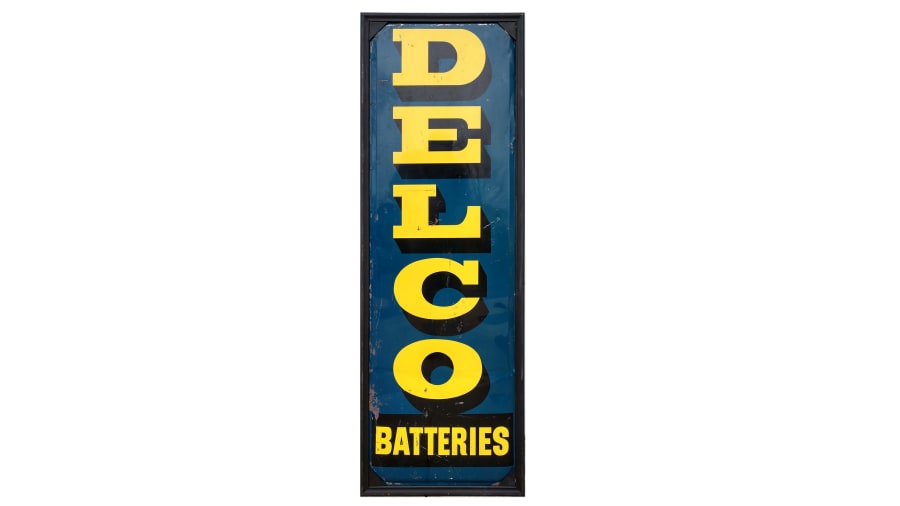 1950s Delco Battery Single-Sided Tin 21x60x1 at Harrisburg Road Art ...