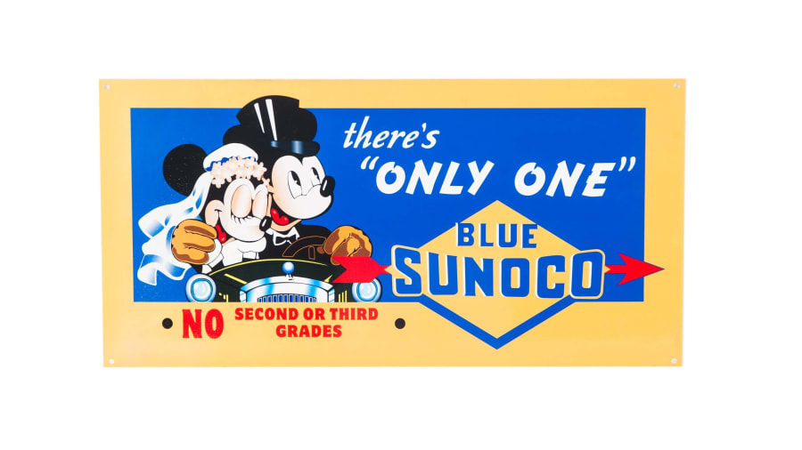 Blue SUNOCO Mickey And Minnie Mouse Tin Sign, Reproduction 12x24 at ...