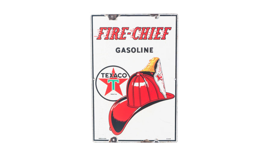 Fire Chief Porcelain Gas Pump Plate, Reproduction 12x18 at Harrisburg ...