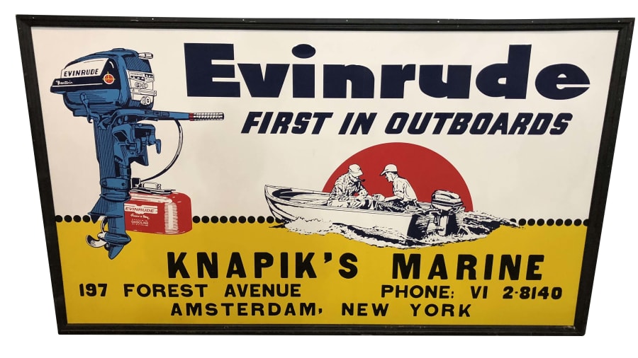 Evinrude Outboard Motors, Wood Frame Single-Sided Tin 82x41 for Sale at ...