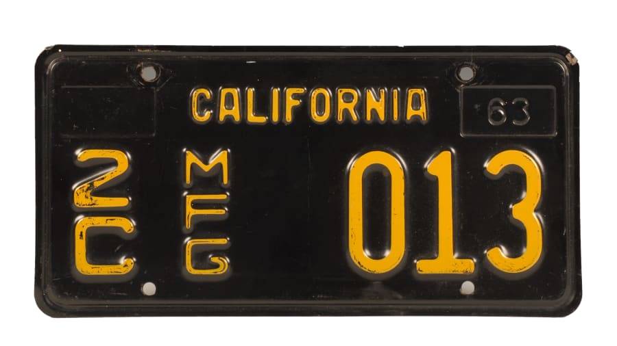 1963 Carroll Shelby Shelby American California Mfg 013 License Plate at ...