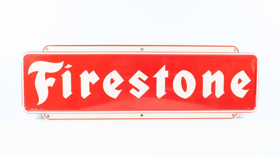 Firestone Single-Sided Tin Sign at Indy Road Art 2020 as H208 - Mecum ...