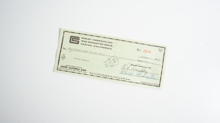 1965 Charles Agapiou Shelby American Check at Indy Road Art 2020 as ...