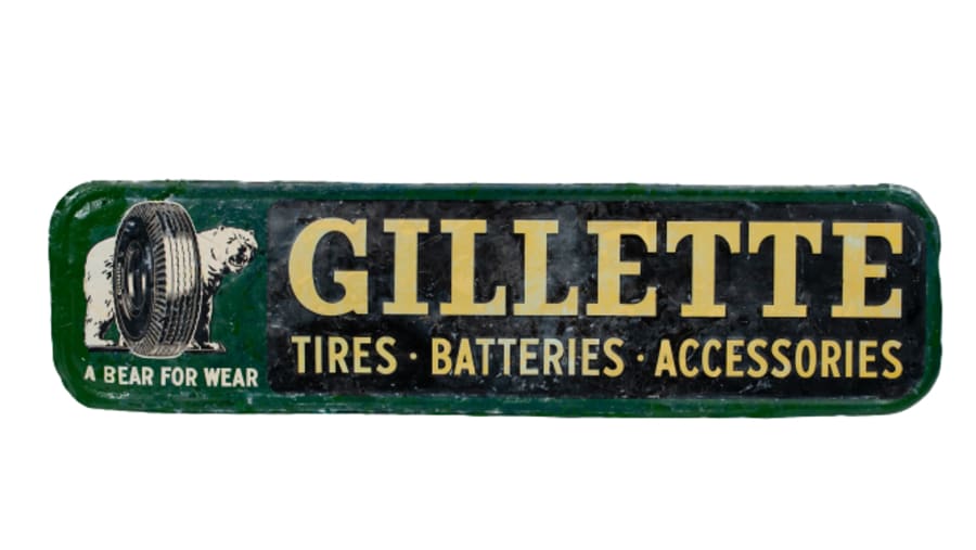 Gillette Tires Single-Sided Embossed Tin at Indy Road Art 2021 as M90 ...
