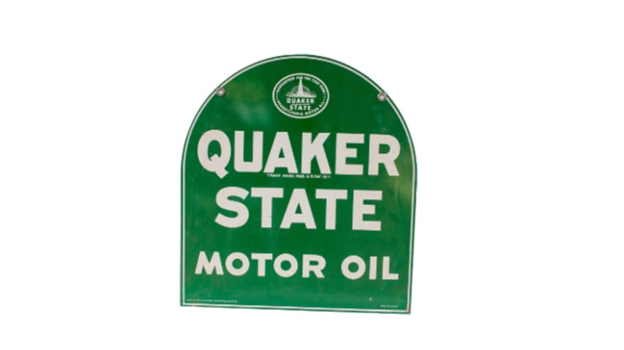 Quaker State Double-Sided Tin Sign at Indy Road Art 2021 as E35 - Mecum ...