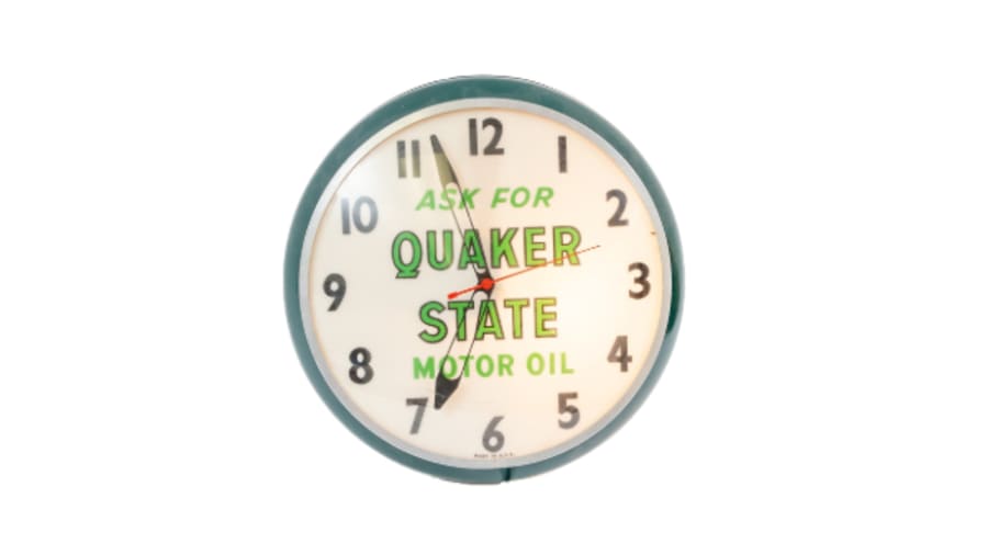 Quaker State Plastic Light-Up Clock for Sale at Auction - Mecum Auctions