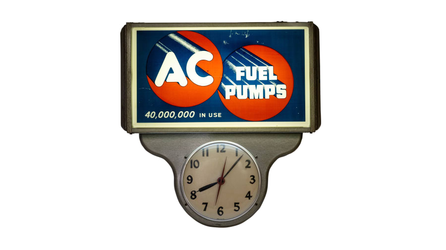 AC Fuel Pumps Single-Sided Plastic Clock at Indy Road Art 2022 as B46 ...