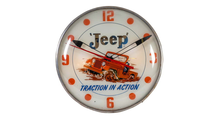 Jeep Glass Light-Up Clock at Indy Road Art 2022 as B145 - Mecum Auctions