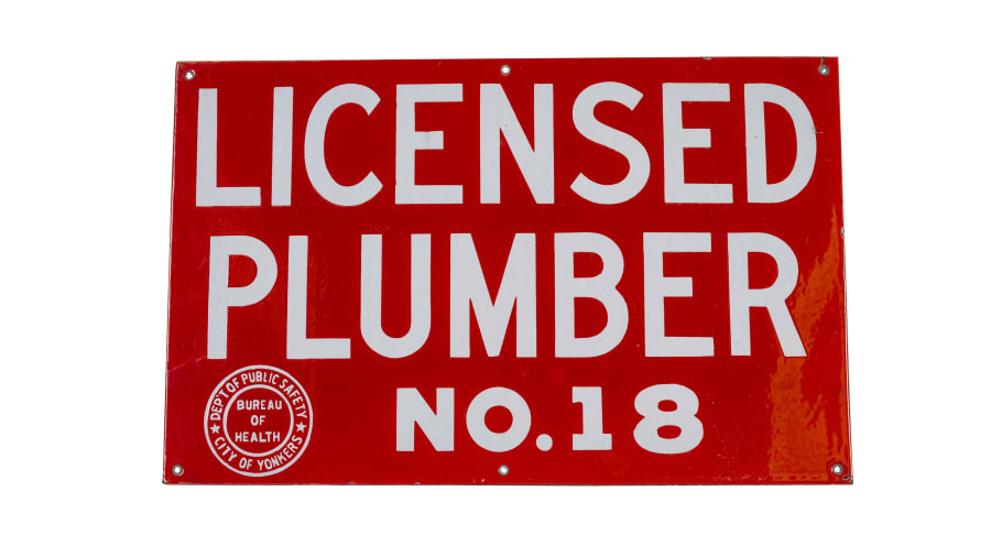 Licensed Plumber Single-Sided Porcelain Sign at Indy Road Art 2022 as ...