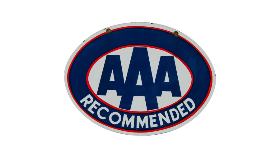 AAA Double-Sided Tin Sign at Indy Road Art 2022 as B80 - Mecum Auctions