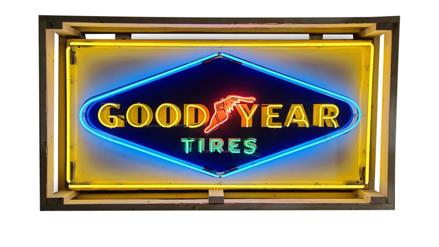 Goodyear Single-Sided Tin Neon Sign at Indy Road Art 2022 as M81 ...