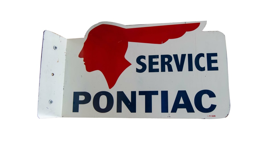 Pontiac Service Double-Sided Tin Flange Sign at Indy Road Art 2022 as ...