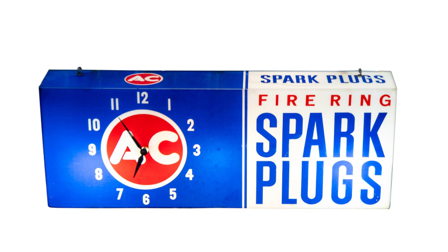AC Spark Plugs Single-Sided Plastic Light-Up Sign at Indy Road Art 2022 ...